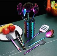 China Phthalatefree Stainless Steel Kitchen Utensil Sets , Rainbow Cooking Utensils for sale