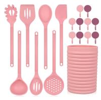 China 18-Piece Silicone Kitchen Cooking Utensil Set, With Wheat Straw Holder for sale