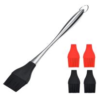 China Sturdy Basting Brush 304 Stainless Steel Pastry Brush With 4 Pack Replaceable for sale