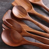 China Natural Wooden Spoon Spatula Set 6 Piece Non Toxic Eco Friendly Kitchen Utensils with Holder for sale