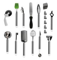 China Robust Stainless Steel Kitchen Utensil Sets , 18pcs Rustproof Kitchen Tool Kit for sale
