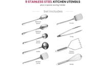 China 10 Piece Nonstick Stainless Steel Kitchen Utensil Set Fingerprint Free Heat Resistant for sale