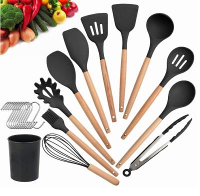 China Black Silicone Kitchen Utensil Sets scratchless Hasslefree Ergonomic for sale