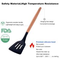 China Black Silicone Kitchen Utensil Sets scratchless Hasslefree Ergonomic for sale