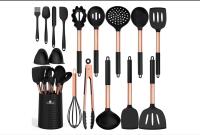 China 16 Piece Silicone Kitchen Utensil Set with Stainless Steel Handle 446F Heat Resistant for sale