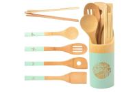 China Bamboo Wooden Kitchen Utensil Set 6pcs Heavy Duty Rustresistant for sale
