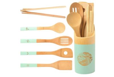 China Bamboo Wooden Kitchen Utensil Set 6pcs Heavy Duty Rustresistant for sale