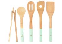 China Bamboo Wooden Kitchen Utensil Set 6pcs Heavy Duty Rustresistant for sale
