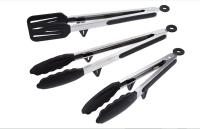 China Stainless Steel Silicone Kitchen Food Tongs Set 12in 9in Dishwasher Safe Multifunction for sale