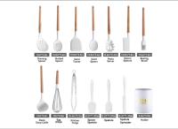 China Odorproof Silicone Kitchen Utensil Sets 14pcs Scratchfree Dentless With Holder for sale