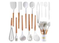 China Odorproof Silicone Kitchen Utensil Sets 14pcs Scratchfree Dentless With Holder for sale