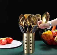 China Gold Stainless Steel Spatula Set CU Approved Multiusage Titanium Plating for sale