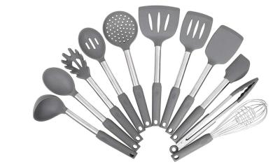 China Modern Grey Silicone Kitchen Utensil Set High Temp Resistant Corrosionfree for sale