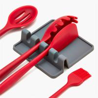China Heat Resistant Silicone Spoon Rest 6x6 Inch LFGB Approved For Kitchen Counter for sale