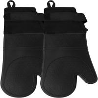 China Silicone Oven Mitts Set Adjustable Cuff Non Slip Grip Heat Resistant 500°F 15 Inch for sale