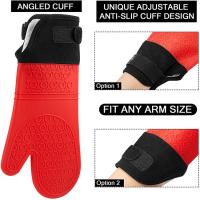China Silicone Oven Mitts Set Adjustable Cuff Non Slip Grip Heat Resistant 500°F 15 Inch for sale