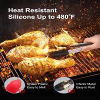 China BPA Free Stainless Steel Kitchen Food Tongs 3 Sizes 7 9 12 Inch Non Slip Silicone Tips for sale