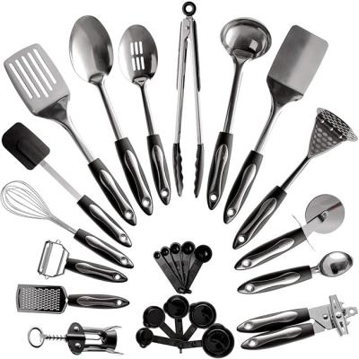 China 25 Piece Stainless Steel Kitchen Utensil Set Non Stick Cooking Tools 430 Grade for sale