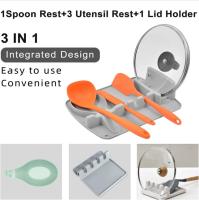 China 3 in 1 Silicone Spoon Rest Holder Heat Resistant 428F Kitchen Utensil Organizer for sale
