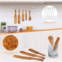 China Natural Teak Wooden Kitchen Utensil Set 7 Piece Non Stick Scratchfree Bamboo Cooking Spoons for sale