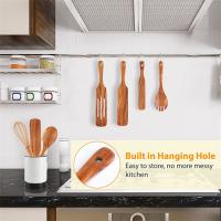 China Natural Teak Wooden Kitchen Utensil Set 7 Piece Non Stick Scratchfree Bamboo Cooking Spoons for sale