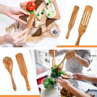 China Natural Teak Wooden Kitchen Utensil Set 7 Piece Non Stick Scratchfree Bamboo Cooking Spoons for sale