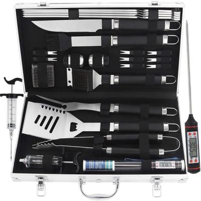China Stainless Steel BBQ Grill Tool Set 14 Piece with Aluminum Case for Outdoor Camping for sale