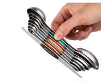 China Stainless Steel Measuring Spoon Set 7 Piece Double Sided Magnetic with Leveler for sale