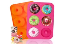 China 2pcs Silicone Donut Baking Mold 3.2in Nonstick Flexible Oven Pan 6 Cavity for sale