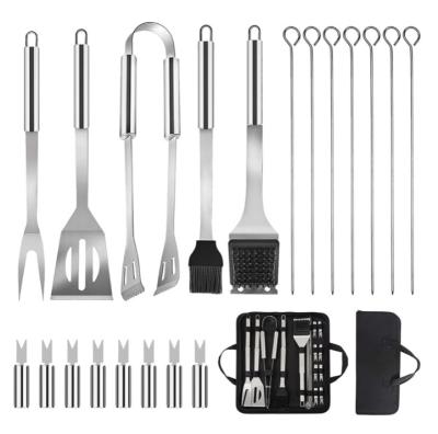 China FDA Approved 20pcs Stainless Steel BBQ Grill Tool Set Camping Utensils Kit with Carrying Case for sale