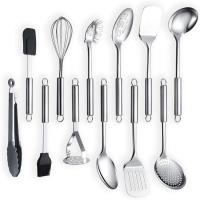 China Multiapplication Stainless Steel Kitchen Utensil Set With Holder Rustresistant for sale