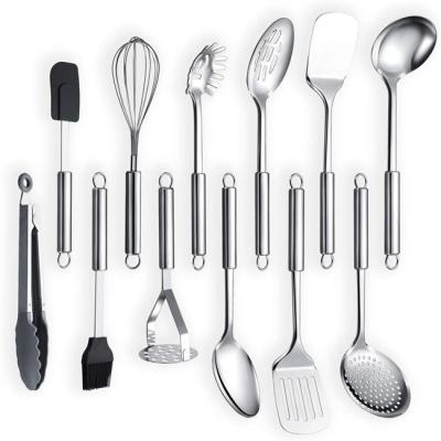China Multiapplication Stainless Steel Kitchen Utensil Set With Holder Rustresistant for sale