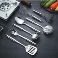 China Multiapplication Stainless Steel Kitchen Utensil Set With Holder Rustresistant for sale