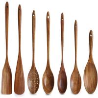 China Teak Wooden Kitchen Utensil Set 7 Piece LFGB Approved BPA Free Heat Safe 450F for sale