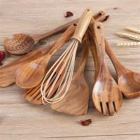 China Scratchfree Teak Wood Cooking Utensils , Rustproof Non Stick Kitchen Tools for sale