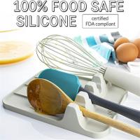 China Food Grade Silicone Utensil Rest Heat Resistant Spoon Holder 446°F Nonporous Kitchen Stove Top for sale