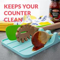 China Food Grade Silicone Utensil Rest Heat Resistant Spoon Holder 446°F Nonporous Kitchen Stove Top for sale