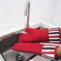 China LFGB Certified Silicone Oven Mitts 550°F Heat Resistant Non-Slip 15 Inch Long for sale