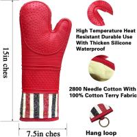 China LFGB Certified Silicone Oven Mitts 550°F Heat Resistant Non-Slip 15 Inch Long for sale