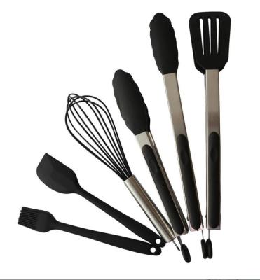 China 6pcs Kitchen Utensil Set Premium Silicone BPA Free Non-Stick Stainless Steel 304 for sale