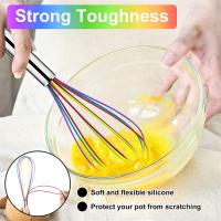 China Food Grade Silicone Whisk Set 3 Sizes 8 10 12 Inch Stainless Steel Handle Non Stick Kitchen Utensils for sale
