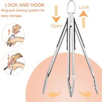 China 14.4 Inch Locking Kitchen Tongs Stainless Steel Silicone Comfort Grip BBQ Food Tongs Set of 2 for sale