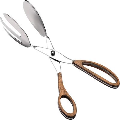 China 11.5 Inch Heavy Duty Stainless Steel Kitchen Tongs Matte Polish Salad Serving Tongs for sale