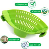 China Hands - Free Kitchen Gadget Tools Silicone Clip On Pasta Food Strainer For Pots for sale