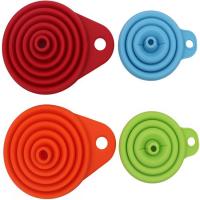 China Food Grade Silicone Collapsible Funnel Set 4 Pack 2 Large 2 Small for Kitchen Liquid Transfer for sale
