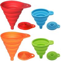 China Food Grade Silicone Collapsible Funnel Set 4 Pack 2 Large 2 Small for Kitchen Liquid Transfer for sale