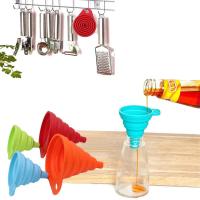 China Food Grade Silicone Collapsible Funnel Set 4 Pack 2 Large 2 Small for Kitchen Liquid Transfer for sale
