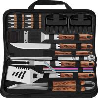 China FDA Heavy Duty BBQ Tools Gift Set 18 Piece Extra Thick Stainless Steel Grill Utensils for sale