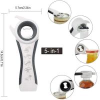 China 5 in 1 Multi Function Can Bottle Opener Kit with Silicone Handle 4 Size Jar Grip for sale