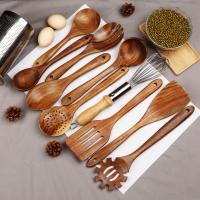 China 11 Piece Wooden Kitchen Utensil Set Nonstick Spoons Eco - Friendly for sale